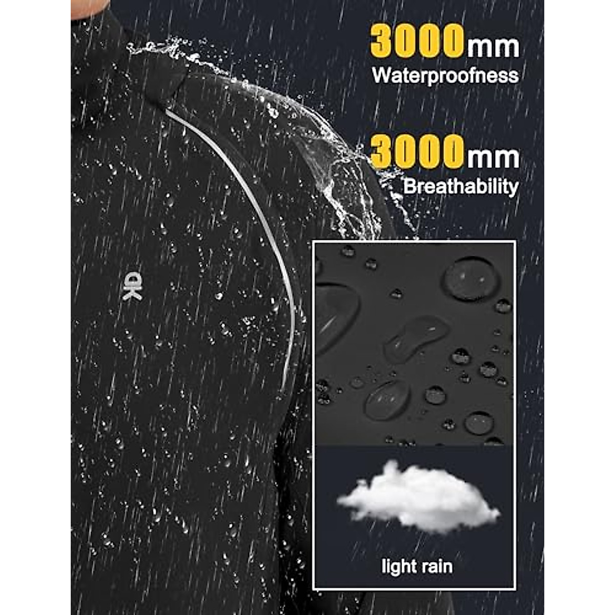 Little Donkey Andy Men's Quick-Dry Running Jacket UPF 50+ Cycling Jacket with Detachable Sleeves and Hood, Water Repellent, Black Size L