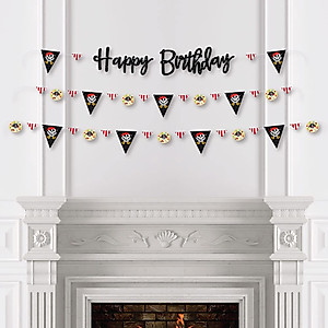 Big Dot of Happiness Pirate Ship Adventures - Skull Birthday Party Letter Banner Decoration - 36 Banner Cutouts and Happy Birthday Banner Letters