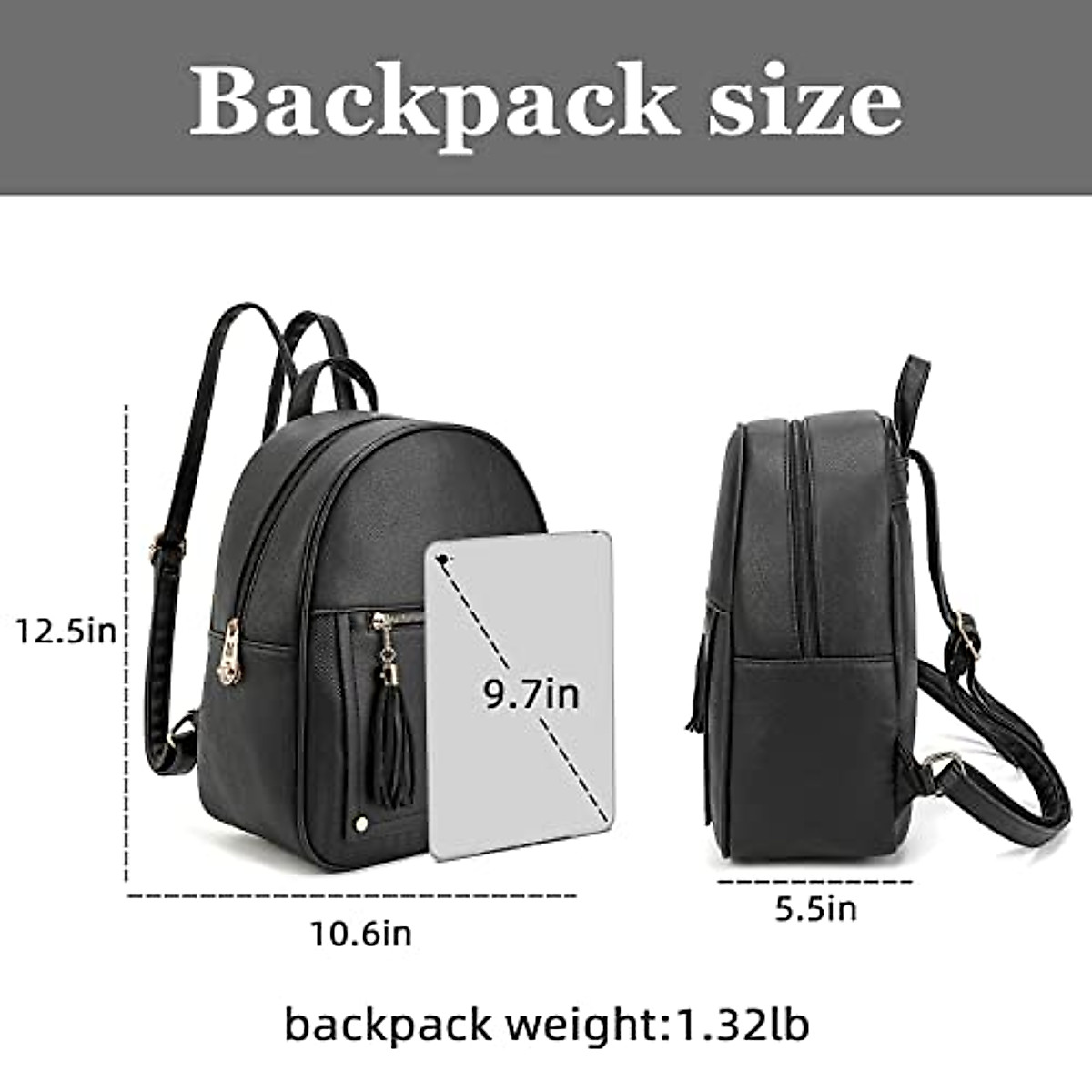 Montana West Anti Theft Backpack Purse for Women Backpack for Ladies with Secured Zipper & Tassel, MWC-104BK