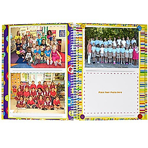 PI Kids School Memory Book Album Keepsake Scrapbook Photo Kids Memories from Preschool Through 12th Grade with Pockets for Storage Portfolio + Bonus 12 Slots to Paste Pictures - of School Pictures