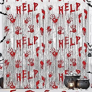 Halloween Party Decorations Scary Bloody Halloween Photo Backdrop Streamers, 2 Pack 3.3 x 6.6 FT Zombie Vampire Halloween Party Decor Foil Fringe Curtain Halloween Backdrops for Parties Indoor Outdoor