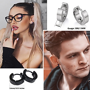 EIELO 10 Pairs Stainless Steel Small Hoop Earrings for Men Women Huggie Earrings Cool Mens Earrings Set Multicolor Huggie Hoop Earrings Piercing Cartilage Helix Lobes Sleeper Hoop Earrings Set 4MM