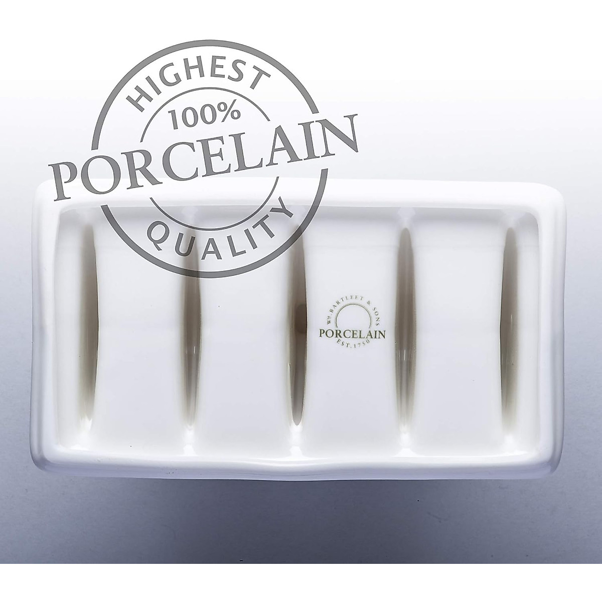 WM Bartleet & Sons 1750 Traditional Porcelain 4 Slot Toast Rack with Carry Handle/Knob– White