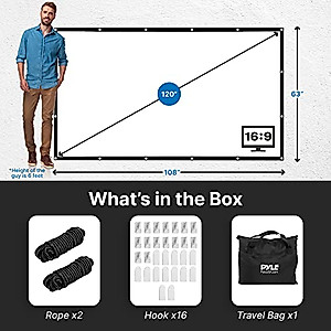 Pyle Foldable Portable Projector Screen - 120" 16:9 HD 4K Lightweight Indoor Outdoor Anti-Crease Movie Projection Display - for Home Theater, Party, Office, Classroom