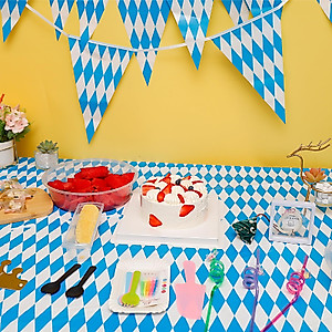Lrviis Oktoberfest Tablecloth, 2 Munich Oktoberfest Tablecloths - 108" x 54" Oktoberfest Bavarian Flag Plaid Tablecloth with 2 Oktoberfest Banners for Oktoberfest Decorations