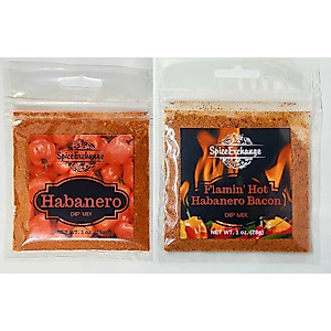 Spice Exchange 7 Spicy Dip Mix Variety Pack - Jalapeno Spinach Dip – Flamin' Hot Habanero-Bacon Dip - Sriracha & Roasted Garlic Dip - Green Chili Dip - Habanero Dip - Cheddar Jalapeno Dip - 8 Seconds