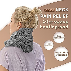 UNCN Neck Heating Pad with Washable Cover 29*6.6" for Neck Pain Relief and Shoulders Microwavable Wraps Thermacare Heat Pack Moist Warmer Brace Hot Pillow Headache Cordless Portable(Grey)
