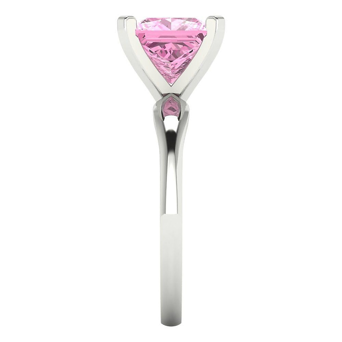 Clara Pucci 2.50ct Princess Cut Solitaire Pink Simulated Diamond Excellent Engagement Bridal Promise Anniversary Ring 18K White Gold 5