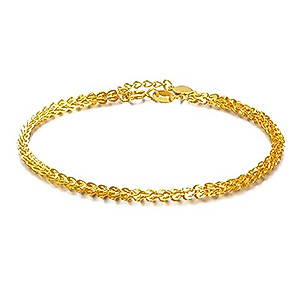 JEWEAST Solid 18k Gold Bracelets for Women Real Gold, Yellow Gold bangle for Lover Mother Wife Girl,Rose Gold Gift With Certificate Fine Jewelry for Anniversary Birthday Wedding Party（6-7 Inch）