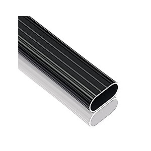 Autuwintor Adjustable Closet Rod Black Closet Rods for Hanging Clothes Heavy Duty with End Supports Aluminum Alloy Oval Shape 16-24 Inches Quantity-1pcs