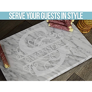 Brew City Engraving - Personalized Custom Engraved Marble Stone Charcuterie Serving & Pastry Board/Tray - Black, White or Tan