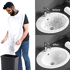 Beard Bib, Non-Stick Beard Apron for Shaving Trimming, Beard Catcher with Strong Suction Cups, Beard Hair Catcher - Unique Gifts for Men. (White)
