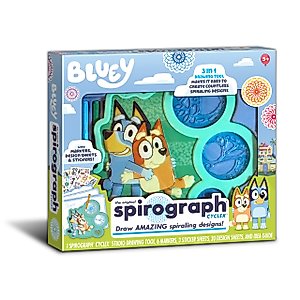 Spirograph Cyclex Set Bluey – Drawing Kit, Arts and Crafts, Bluey Toys, Art Supplies, Stickers for Kids, Bluey Stickers, Spiral Art, Markers, Stickers, Design Sheet Included, Ages 5+