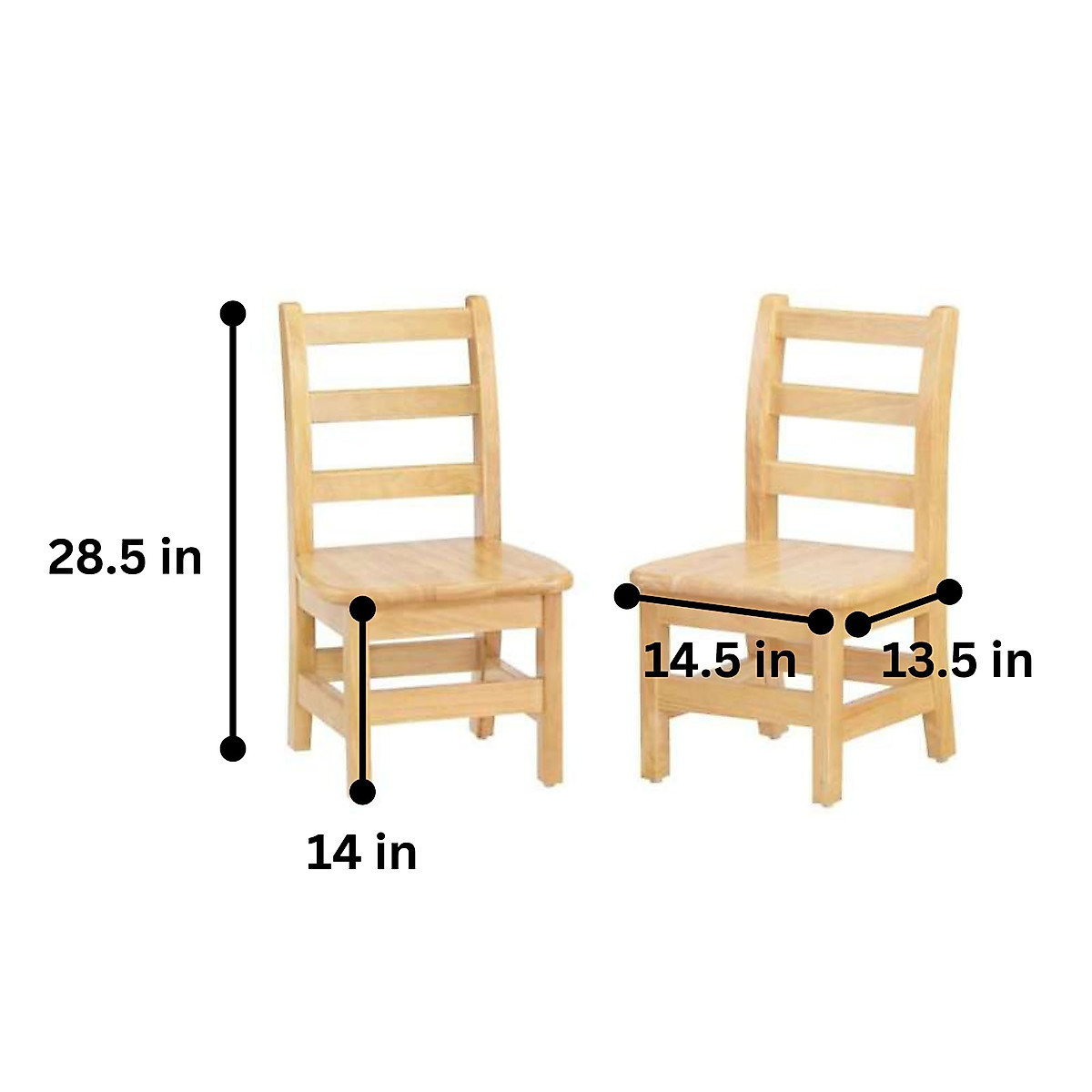 Jonti-Craft KYDZ Ladder Back Chair Pair, 14" Height