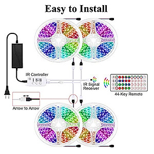 LED Strip Lights, 65.6FT Strips Light 5050 RGB Music Sync String Lights Bedroom strip light Color Changing Rope Lights APP Control +44 Keys Remote for Bedroom Sitting Room Kitchen Home Party 4Roll 20M