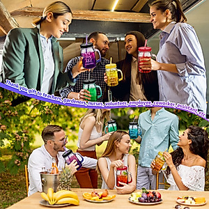 Meanplan Employee Appreciation Gift Bulk 16 oz Thank You Glass Cup with Handles Lids and Straws Mason Jar Mugs for Students Teacher Graduation Coworker Staff Nurse Work Team(Multicolor, 10 Pcs)