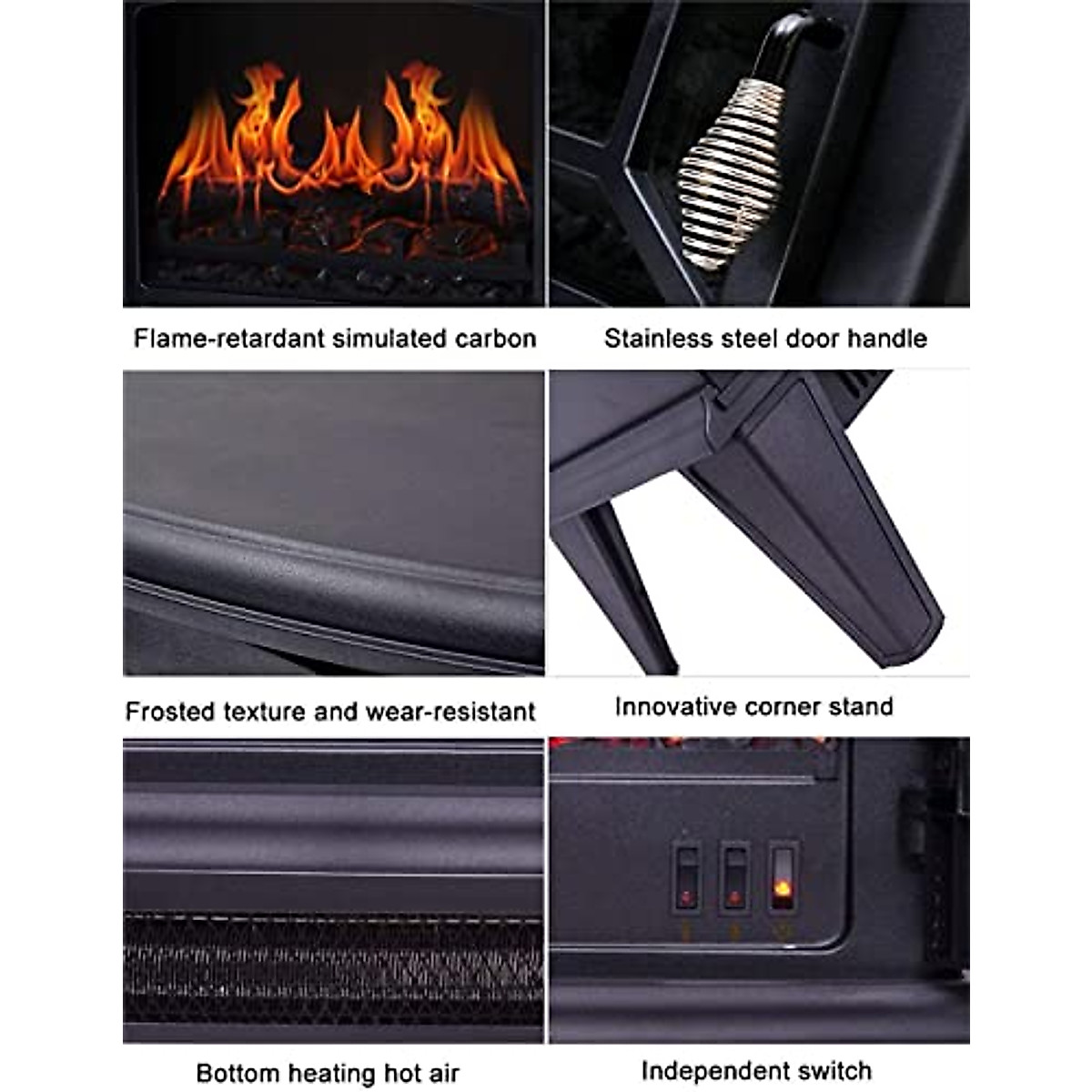 VOMKR Large Electric Stove Fires Freestanding, 1400W Electric Fireplace Heater with Wooden LED Light for Overheating Protection, Red (Color : Red)