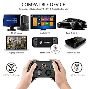 BEITONG Asura 2 Pro PC Gaming Controllers 2.4G Wireless Dual Vibrate Gamepad Joystick For Windows 7 8 10 11,Android TV,Steam,Simulater,Advanced M Buttons/Hall Effect Trigger (Black)