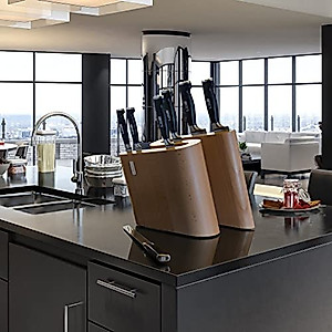 Arte Legno Magnetic Knife Block and Elegant Kitchen Display - Curved “S” Design - Stain Resistant Walnut Wood - Handcrafted in Italy - 10 Knife Capacity