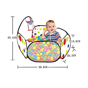 Toxz Playpen Balls Pit Pool Tent for Toddler Baby,with Basketball Hoop Shooting,Gym,Protection,Portable,Early Education,(Ship from US!)