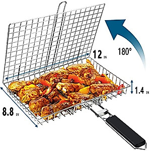 Grill Basket NABAOXUN BBQ Grilling Basket fish grill basket, Grill Basket Grill Rack,Outdoor Grill Accessories
