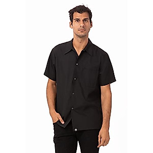 Chef Works Men's Utility Cook Shirt, Black, Large