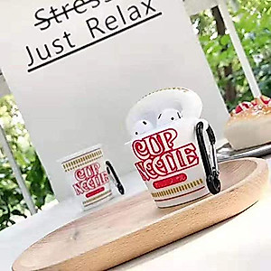 XYFS Compatible with Airpods 1/2 Case Cover, 3D Cute Cartoon Funny Fun, Silicone Air pods Stylish Chic Character Skin Keychain Kits,Stylish Girl Child Teen boy Airpods case (Cup-Noodles)