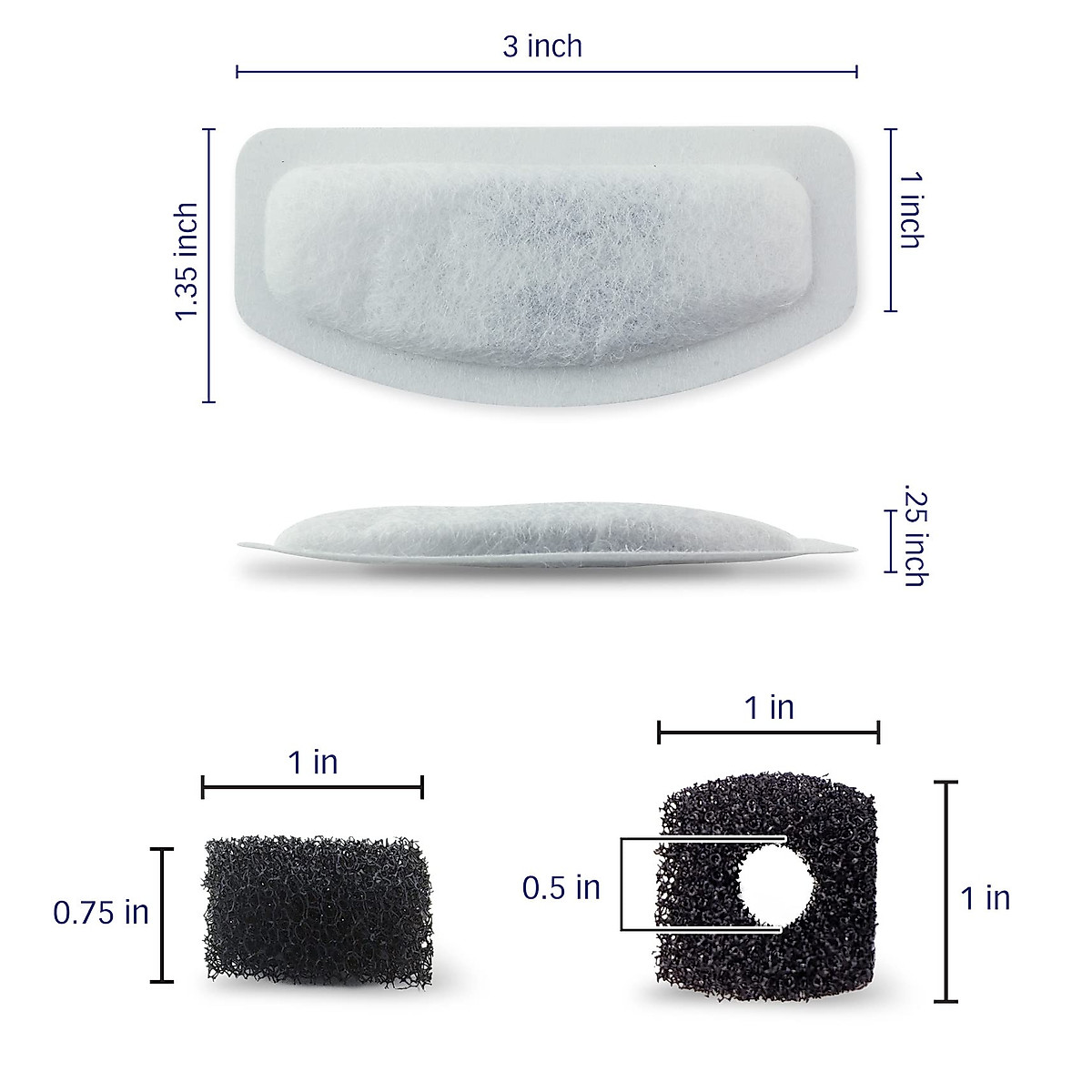 PET STANDARD Replacement Water Filter & 6 Pack Replacement Pre-Filter Sponges Compatible with ORSDA® 67oz/2L Stainless Steel Pet Water Fountains, Pack of 12