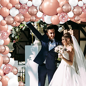 Rose Gold Balloons 135PCS Rose Gold Balloon Arch Kit Rose Gold Party Decoration Balloon Arch Rose Gold Rose Gold White Decoration for Birthday Wedding