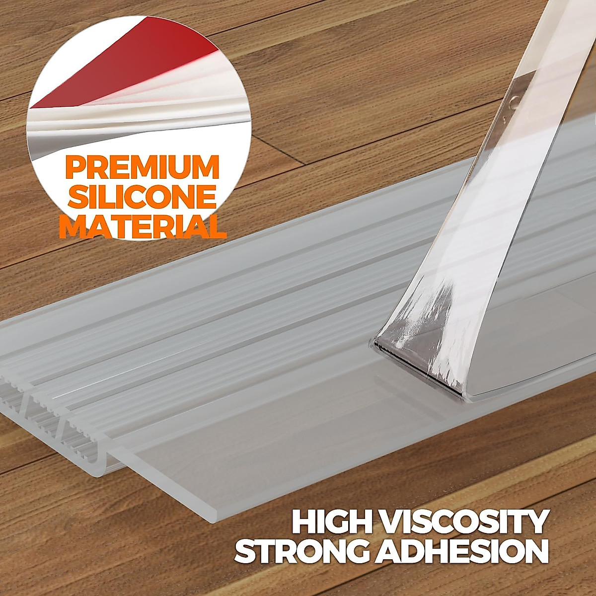 Holikme 2 Door Draft Stopper Under Door Draft Blocker Insulator Door Sweep Weather Stripping Noise Stopper Strong Adhesive, Transparent