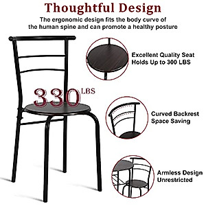 3 Piece Kitchen Table Set, Woodern Dining Room Table and Chairs, Compact Table Set for 2 Person, Bar Table Set w/Built-in Wine Rack for Breakfast Nook, Small Space, Restaurant, Bistro, Brown