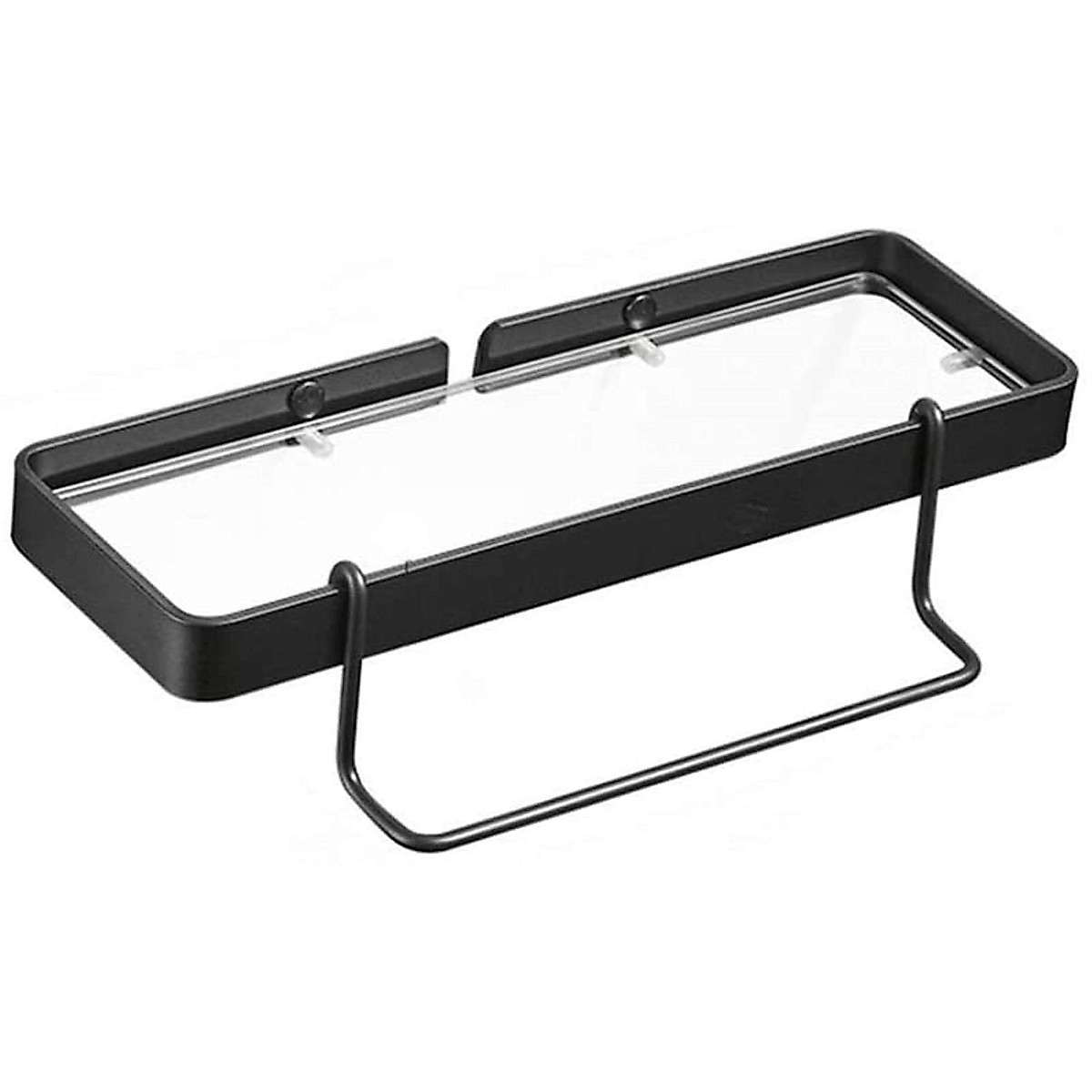 HYJMJJ Wall Mounted Coat Rack, Bathroom Shelf, 1-Layer Aluminum Black Space Wall-Mounted Glass Shelf Bathroom Mirror Front Shelf Towel Rack Kitchen Shelf,for Home Kitchen