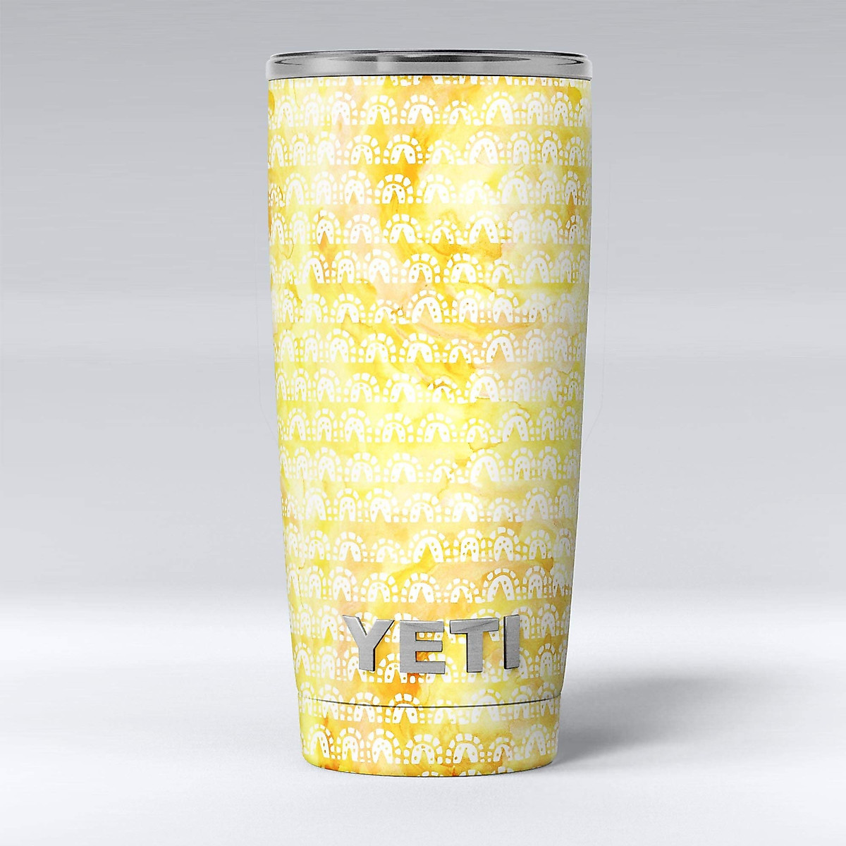 Design Skinz The Watercolor Yellow Surface with White Semi-Circles - Skin Decal Vinyl Wrap Kit Compatible with The Yeti Rambler Cooler Tumbler Cups