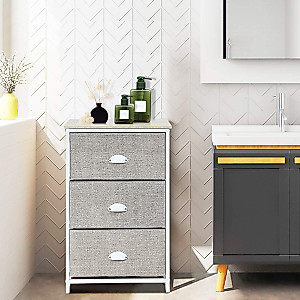 Giantex Dresser Storage Tower Nightstand W/Fabric Drawers, Sturdy Steel Frame and Wood Top Organizer Unit for Bedroom, Living Room, Entryway,Closets End Table Storage Unit (29’’(H), White)