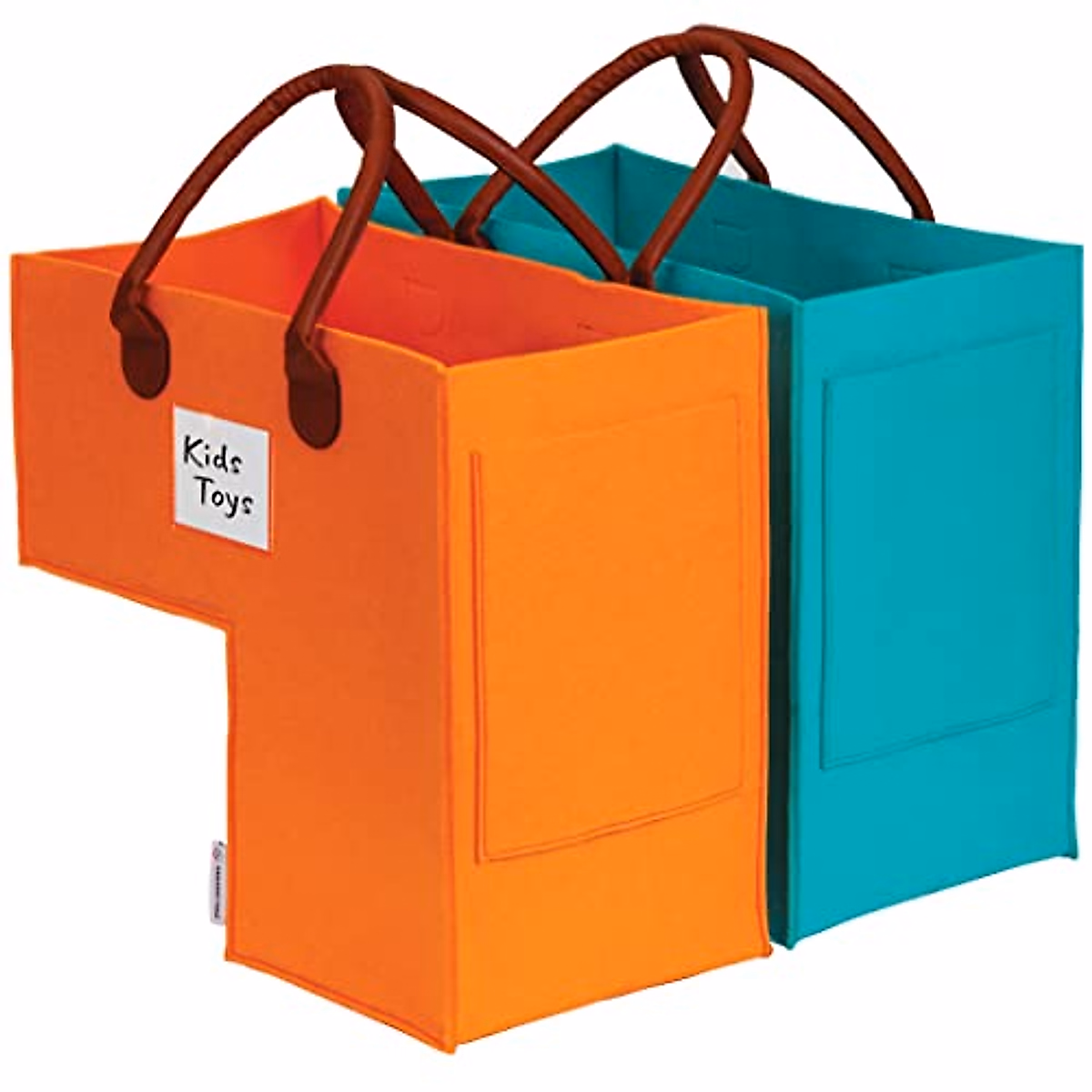 Staircase Basket with Handles for Carpeted and Wooden Stairs, L-Shaped Collapsible Stair Storage Baskets for Organizing Toys, School Work, Shoes and More, 4mm Felt Basket for Stairs in Home or Office