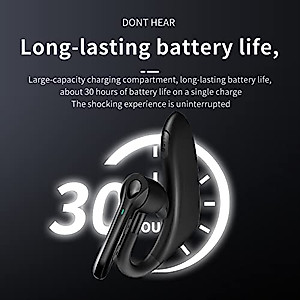 Bluetooth Earpiece Trucker Bluetooth Headset with Microphone Phone Earpiece Wireless Bluetooth for Cell Phones ENC Single Ear Waterproof Bluetooth Headset Hands Free for Office Business Driving Black