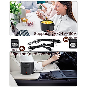 CDBEEE Electric Lunch Box for Adults,100W Heated Lunch Box 12/24/110V Lunch Warmer Leakproof,33Oz Portable Food Warmer for Work,Travel, home,Office,On-the-Go,Lonchera Eléctrica Portátil (Black)