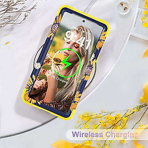 Fingic Pixel 7 Pro Case, Heavy Duty Protection, Sunflower Design, Yellow, for Google Pixel 7 Pro