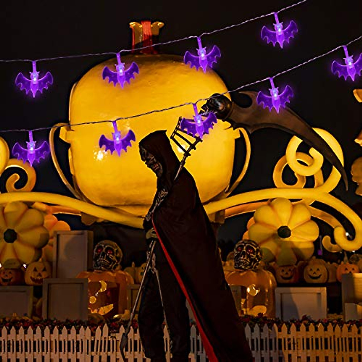 Kandice Halloween Light String, Eight Modes&Remote Control Function Outdoor Halloween bat Lights, Battery-Powered IP65 Waterproof Bat String Lights, Perfect for Decorating Indoors or Outdoors