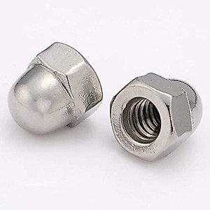 M4-0.7 Metric Acorn Cap Nuts Dome Head Nuts, 304 Stainless Steel 18-8, Plain Finish, 50 PCS