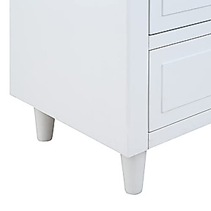 XD Designs Solid Wood Side End Table, 2-Drawer Night Stand with Storage Shelf, Bedside Nightstand, Accent Table for Bedroom Hallway Living Room (White)