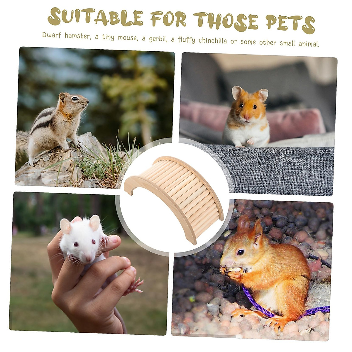 HEALEEP Hamster Toy Bridge Hedgehog Ladder Hamster Chew Toys Guinea Ramp Chinchilla Climbing Ladder Slide for Hamster Bridge Decor Hamster Accessories Wooden Rabbit Arch Bridge