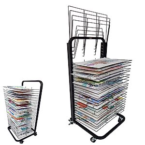 YSCMX Drying Rack, Mobile Classrooms Drying Rack with Wire Shelves for Works of Art Studios and Home Use, Black Powder Coated Finish, Drying & Print Racks (Color : 25-Layer)