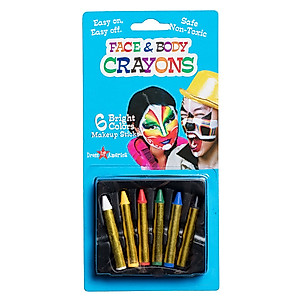 Dress Up America Face Paint Kit - Face And Body Paint Crayons - 6 Piece Set Halloween Makeup for Kids and Adults