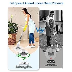 Electric Spin Scrubber, 10 in 1 Airpher Cordless Cleaning Brush IPX8 with 9 Replaceable Brush Heads and 4 Tier Removable Handle, Power Shower Scrubber for Bathroom, Tub, Tile, Floor, Kitchen, Window