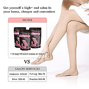 Oakeer 1.1 lb Hard Wax Beans Hair Removal Wax at Home Waxing Hair Removal Wax Beads 5 Bags(Rose）