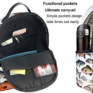 BAFAFA Different Fish Printed Travel Backpack Business Work Bag Computer Bag Outdoor Sports Rucksack