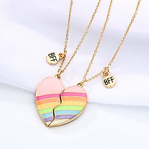 BFF Best Friend Gift Necklaces for 2 Girls Friendship Necklace for Women Friends Half Heart Necklace for Bestie Matching Necklaces for best friends Christmas Birthday Gift