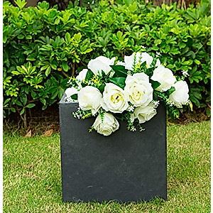 Kante 12" Square Concrete Planters for Outdoor Outdoor Patio Garden, Lightweight Modern Planter Pots Charcoal