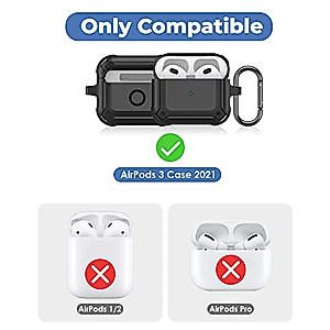 ProCase AirPods 3 Case 2021 with Keychain, Full-Body Rugged Protective Shockproof Carrying Case Cover for AirPods 3rd Generation -Black